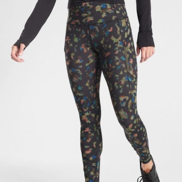 Athleta | Pants & Jumpsuits | Nwot Athleta Black Leopard Rainier ...